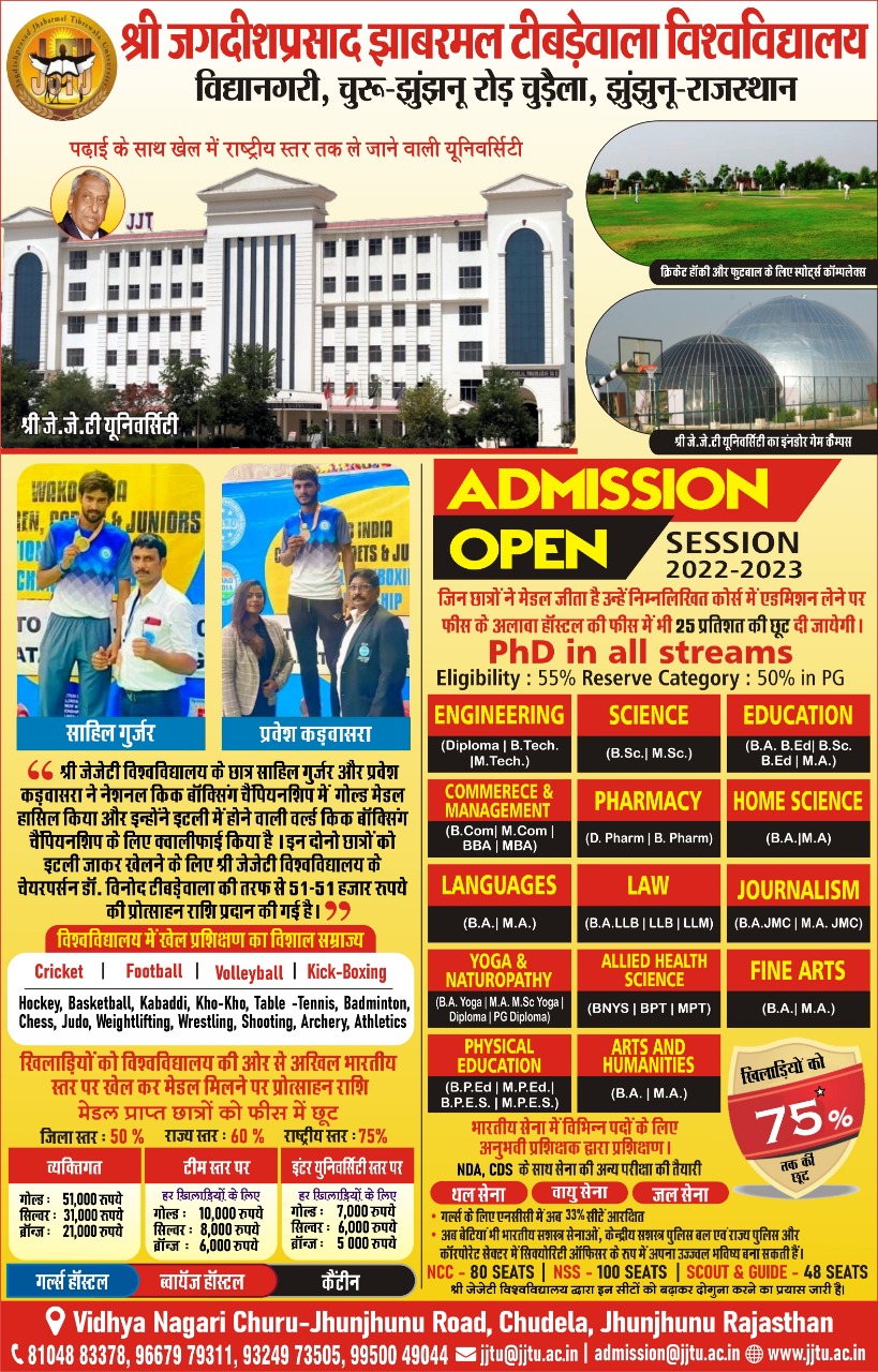 Welcome To Shri JJT University | Home